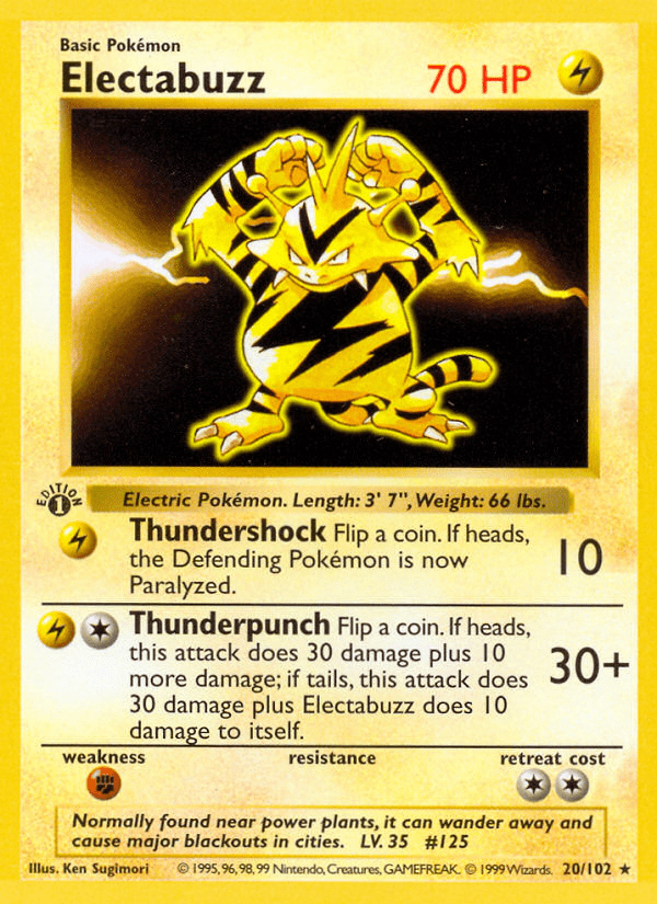Electabuzz #20 - Base | Price Guide & Historical Value (Ungraded, PSA10 ...