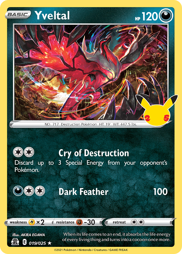 Yveltal #19 - Celebrations | Price Guide & Historical Value (Ungraded ...